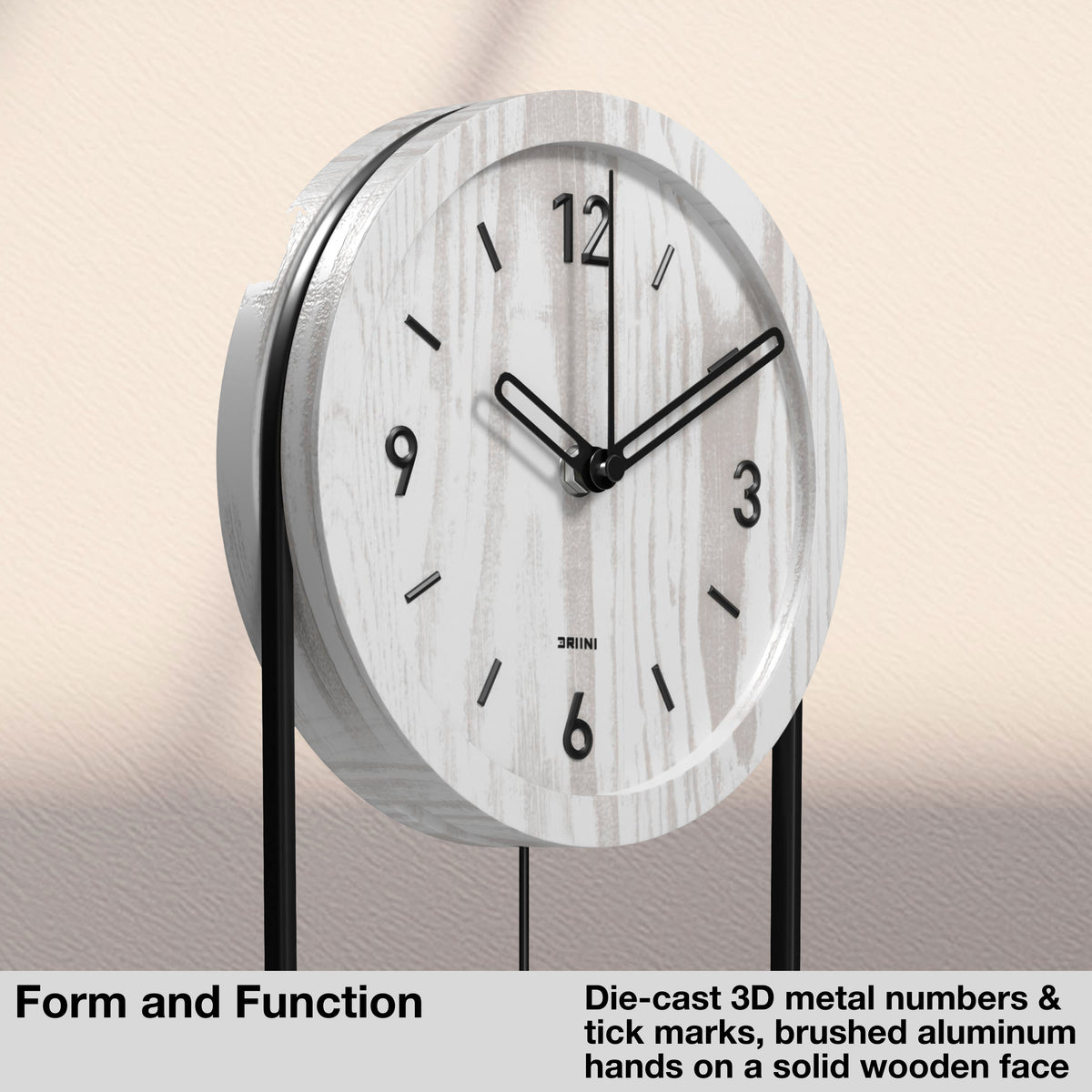 Driini Decorative Modern Wall Clock with Pendulum (White)